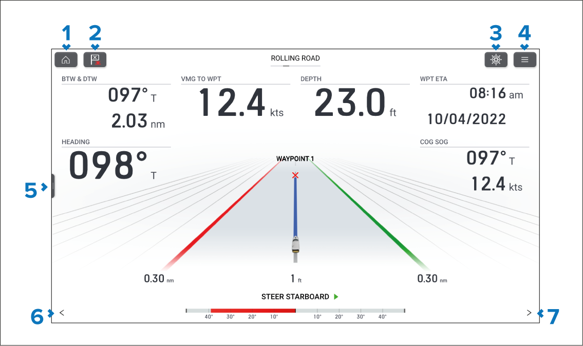 Dashboard app onscreen controls